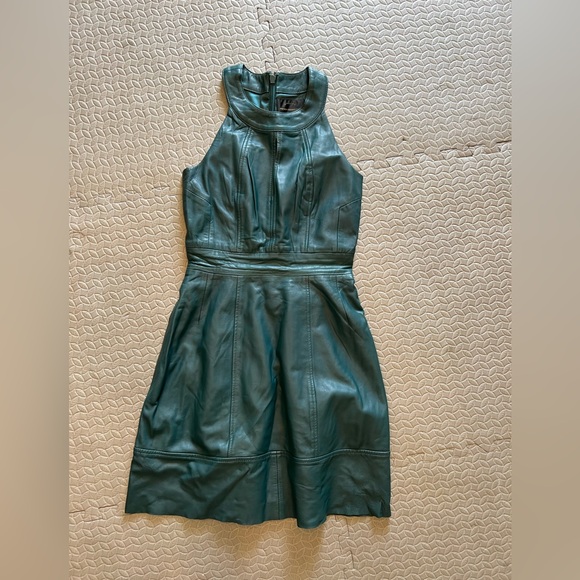 French Connection | Dresses | Emerald Greenteal Genuine Leather Dress ...